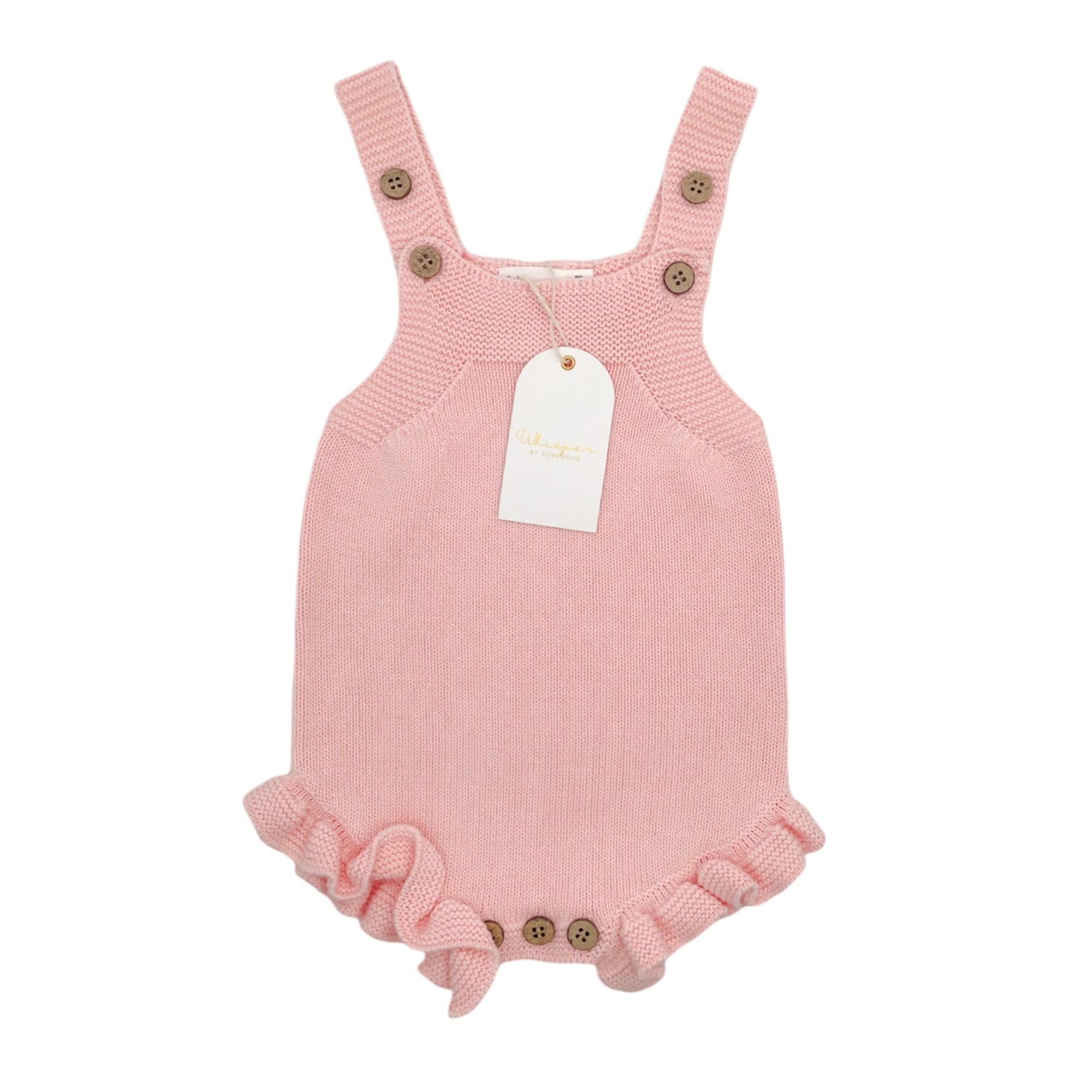 Knitted Frilly Summer Romper (0-6 Months) - Pink